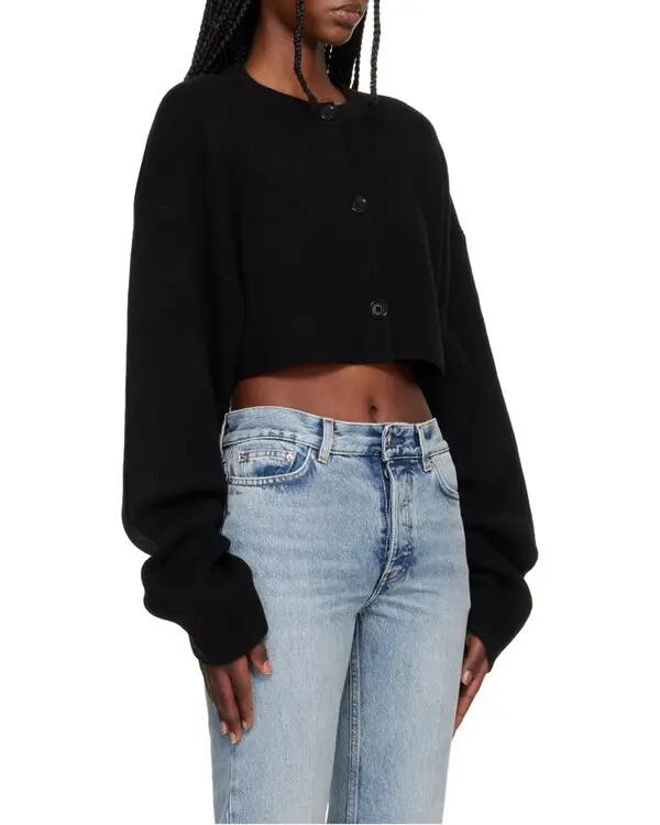 TOTEME Crewneck Cropped Cardigan - Black