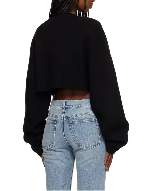 TOTEME Crewneck Cropped Cardigan - Black