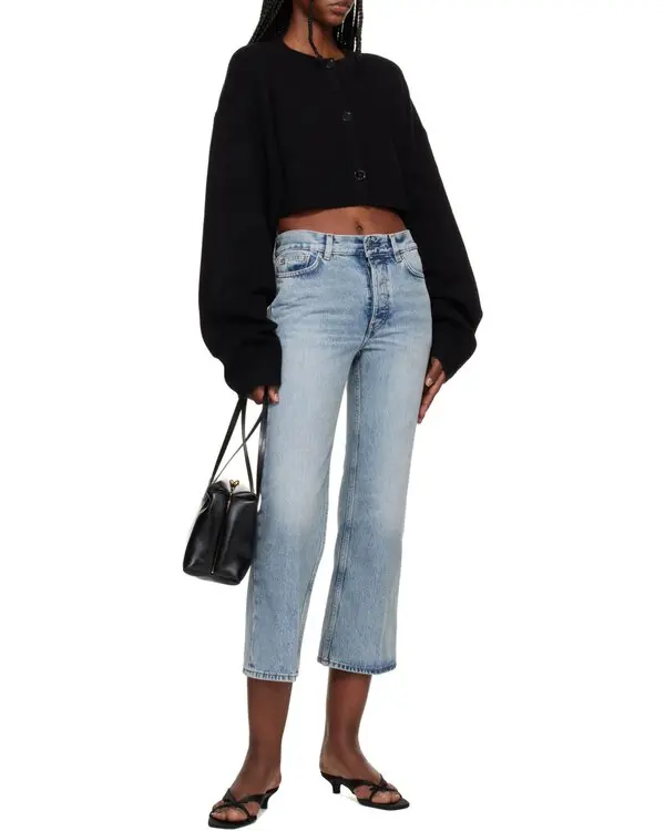 TOTEME Crewneck Cropped Cardigan - Black