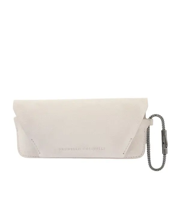 Brunello Cucinelli Suede Glasses Case - White