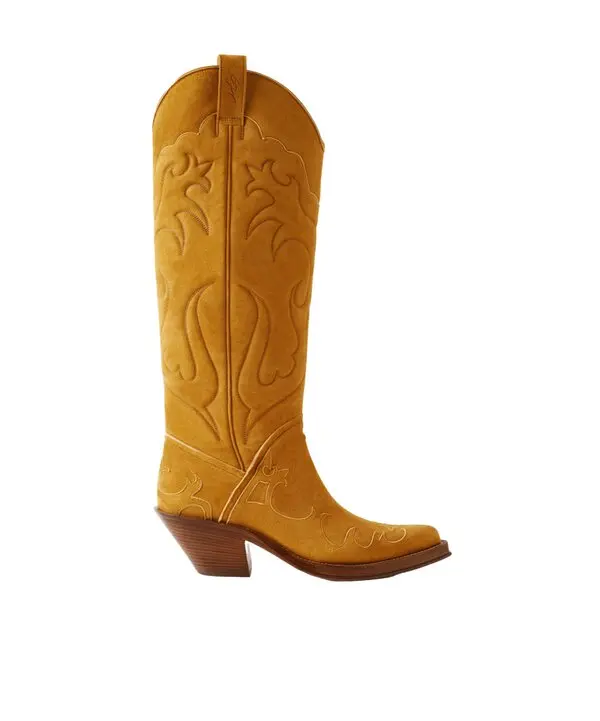 Gabriela Hearst Capitana Embroidered Suede Knee Boots - Brown