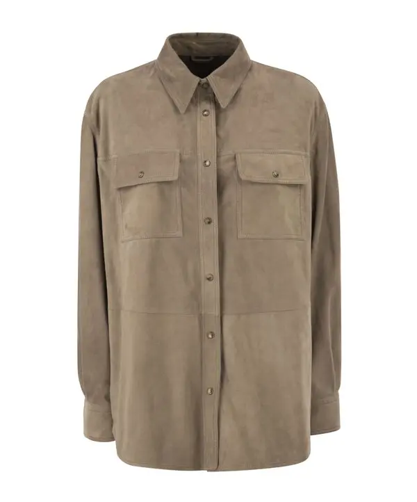 Brunello Cucinelli Patch Pocket Suede Overshirt - Brown