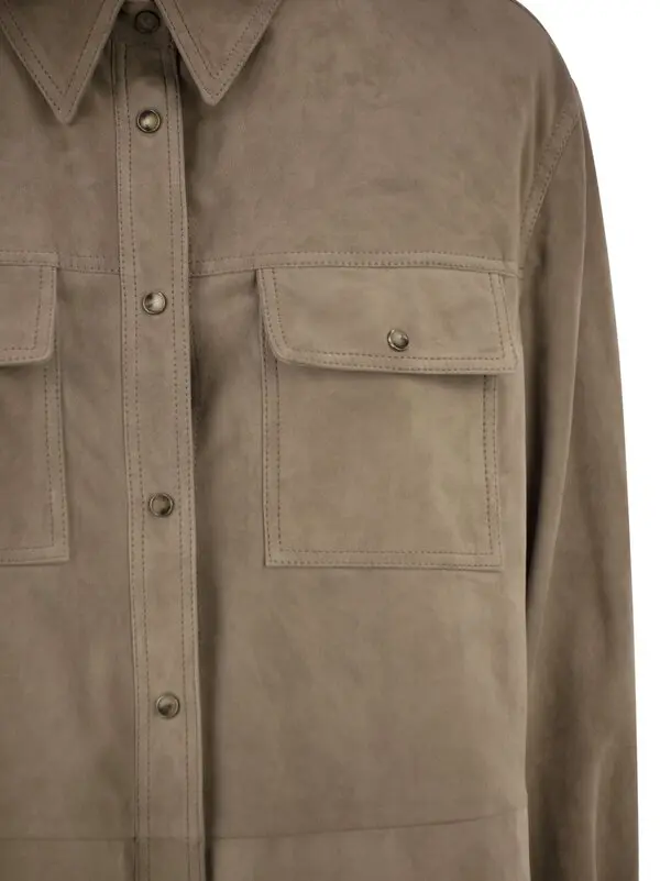 Brunello Cucinelli Patch Pocket Suede Overshirt - Brown