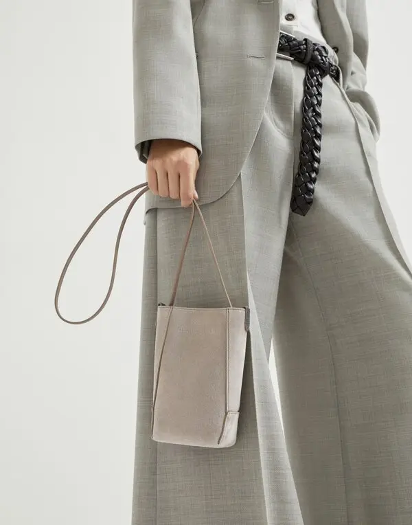 Brunello Cucinelli Beaded Suede Phone Pouch