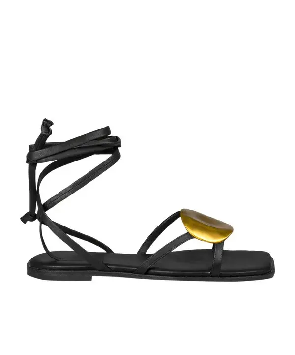 VIC MATIE Baron Ankle-tie Flat Sandals - Black