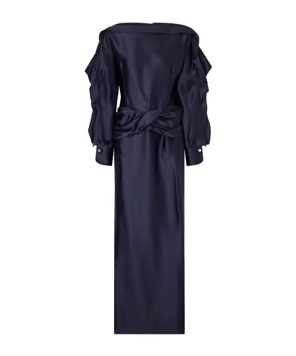 LANVIN Ruffled Gathered Satin Gown