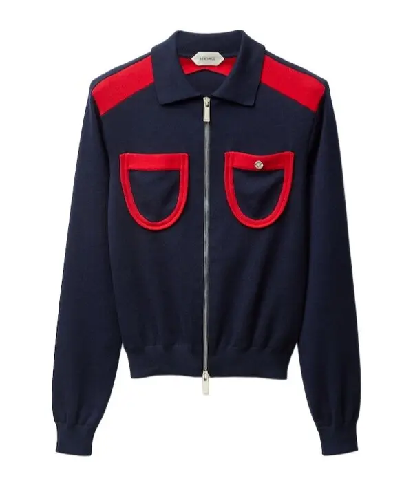 Versace Long-sleeved Zipped Cardigan With Medusa Hardware