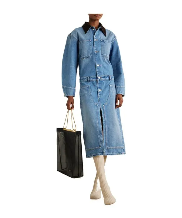 Stella McCartney Denim Dress With Corduroy Collar - Blue
