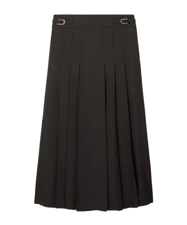 Gabriela Hearst Wesley Pleated Wool-blend Midi Skirt