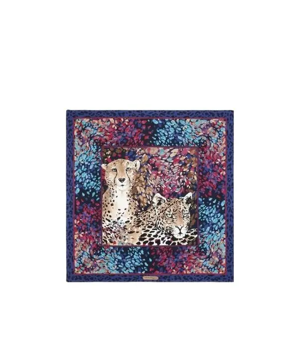 FERRAGAMO Logo Printed Silk Scarf - Blue
