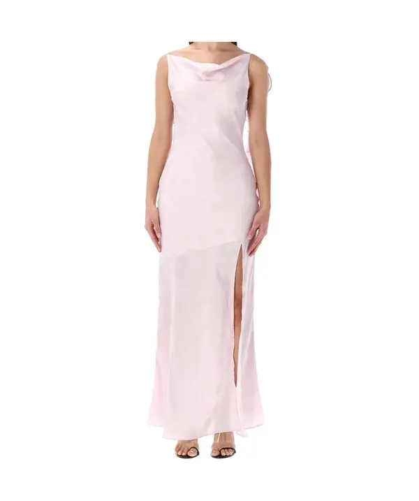 ROTATE BY BIRGER CHRISTENSEN Sleeveless Floral Print Ruffled Slit Maxi Dress