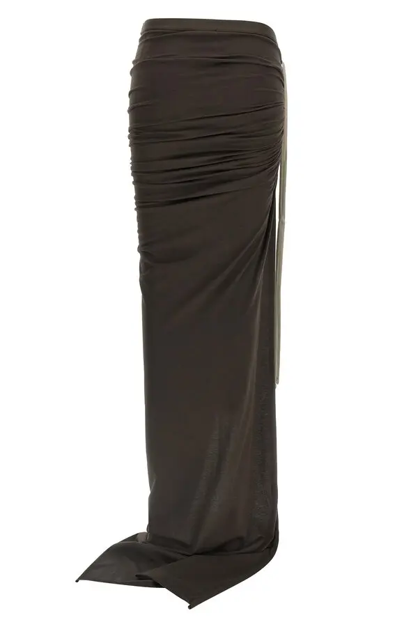 Rick Owens Moncler Appliquéd Cotton-jersey Maxi Skirt - Black