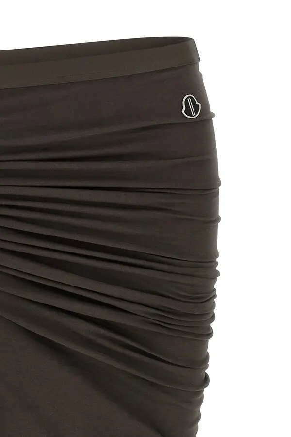 Rick Owens Moncler Appliquéd Cotton-jersey Maxi Skirt - Black