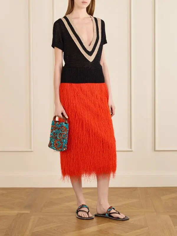 Dries Van Noten V-neck Knit Sweater With Contrasting Piping