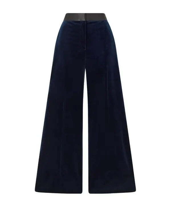 Victoria Beckham Wide-leg Velvet Trousers With Satin Waistband