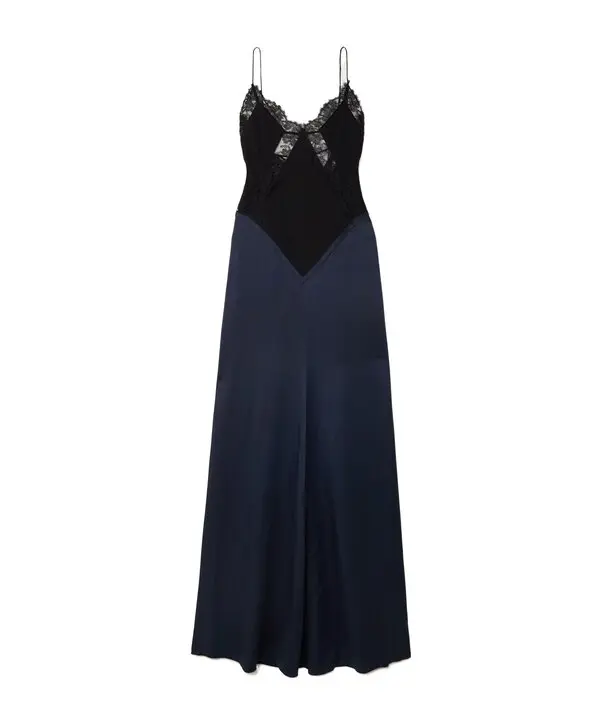 Victoria Beckham Lace-trimmed Crepe And Satin-crepe Gown - Black
