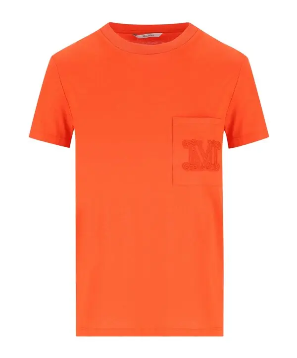 Max Mara Chest Pocket Embroidered Logo T-shirt - Orange