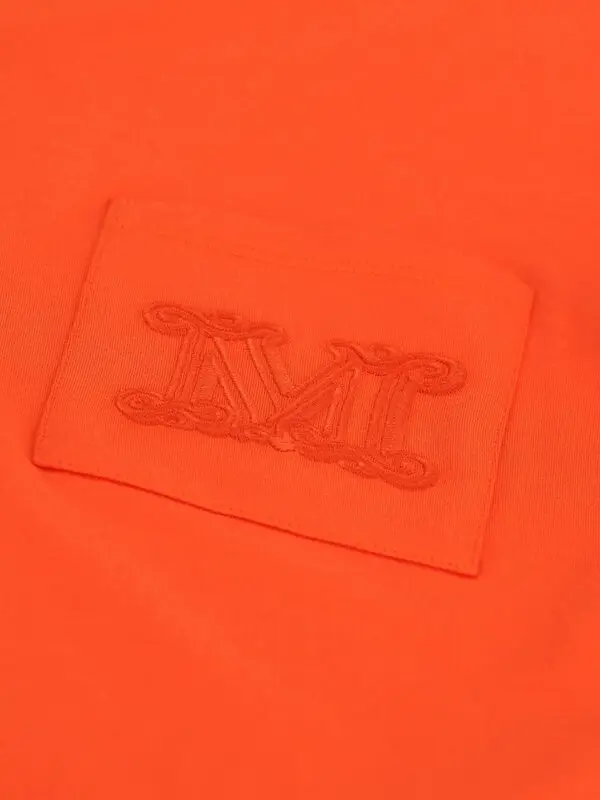 Max Mara Chest Pocket Embroidered Logo T-shirt - Orange