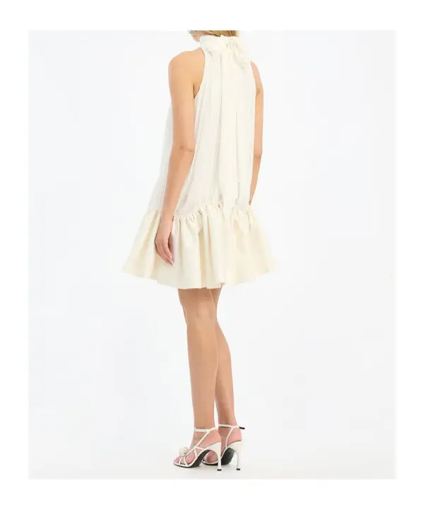 ROTATE BY BIRGER CHRISTENSEN Gathered Pleated Mini Dress - White