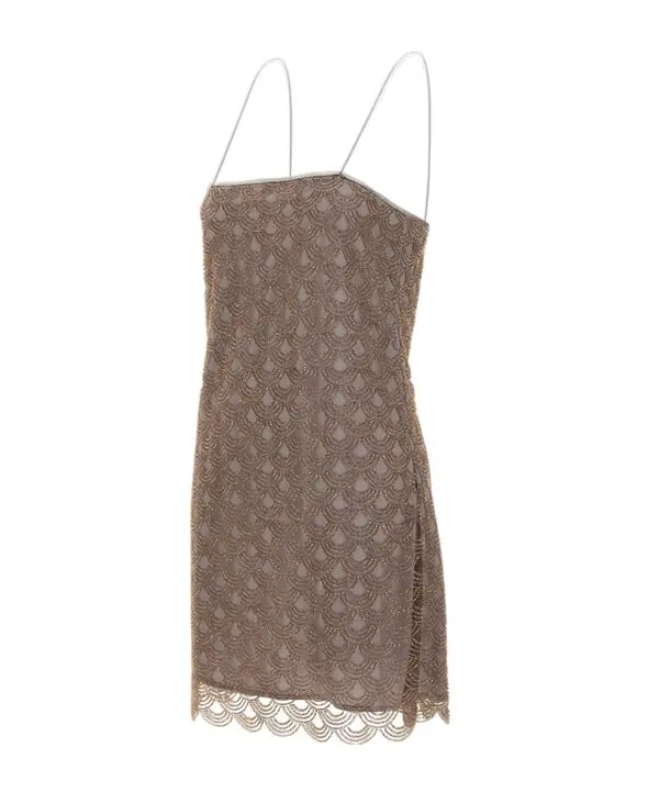 ROTATE BY BIRGER CHRISTENSEN Scalloped Mini Dress - Gray