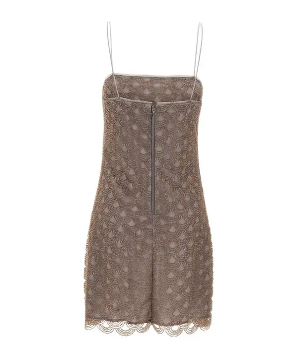 ROTATE BY BIRGER CHRISTENSEN Scalloped Mini Dress - Gray
