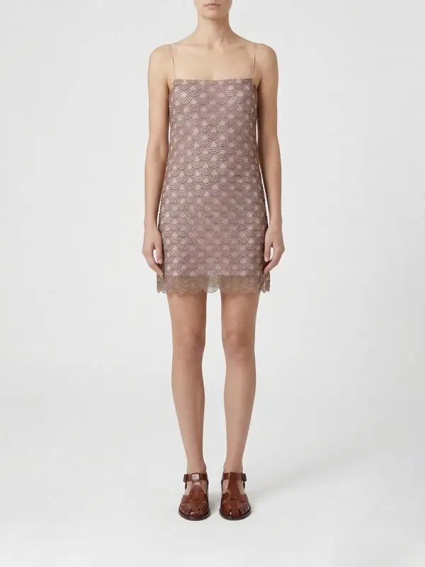 ROTATE BY BIRGER CHRISTENSEN Embellished Mini Dress With Scallop Trim - No