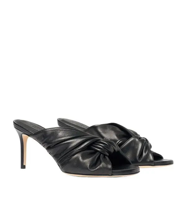 SCAROSSO Kiki Knotted Kitten Heel Mules - Black