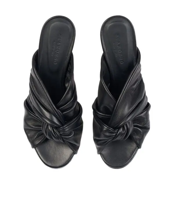 SCAROSSO Kiki Knotted Kitten Heel Mules - Black