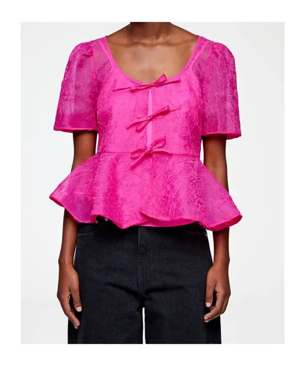 GANNI Shibori Organza Peplum Top