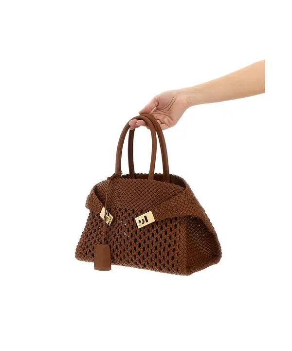 FERRAGAMO Woven Leather Handbag - Brown