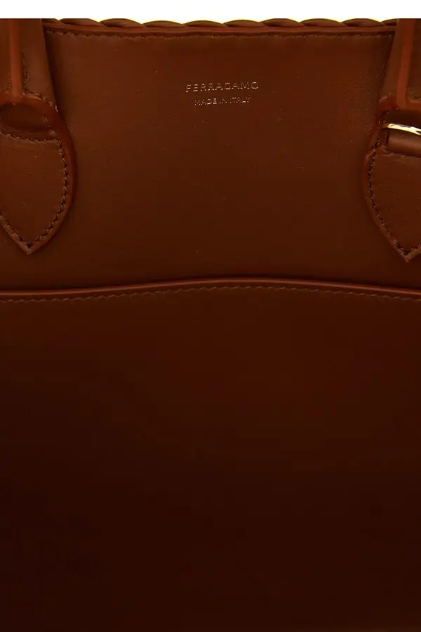 FERRAGAMO Woven Leather Handbag - Brown
