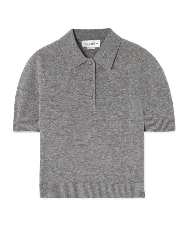 Victoria Beckham Wool Polo Shirt With Logo Tab