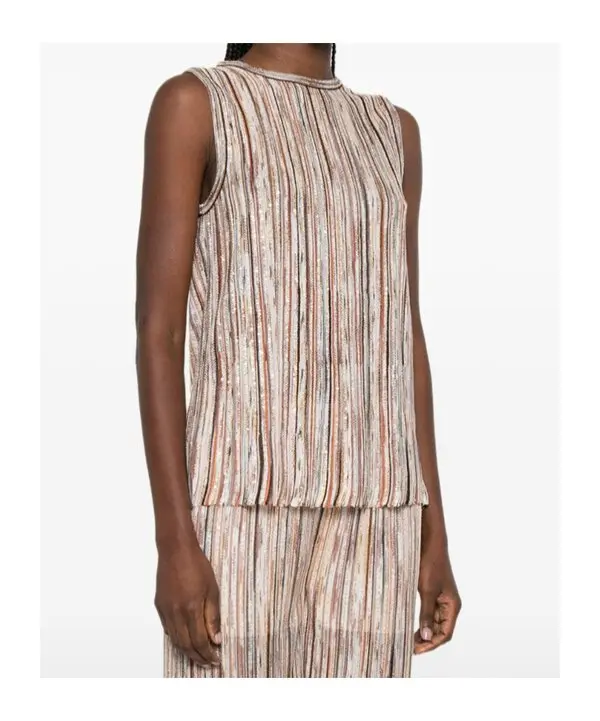 Missoni Striped Sequin Knit Top - Nude