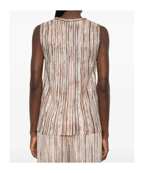Missoni Striped Sequin Knit Top - Nude