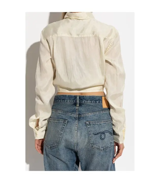 R13 Long Sleeve Shirt With Buttoned Cuffs And Chest Pocket - Cream