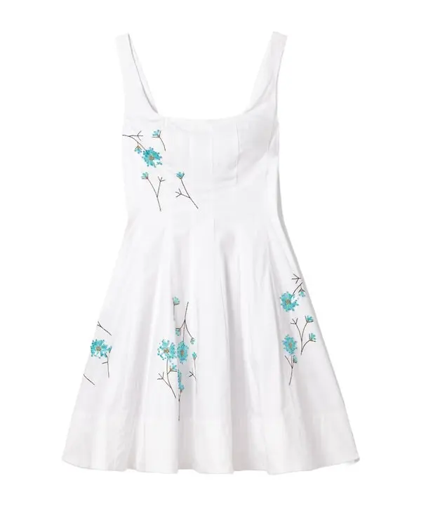 Staud Wells Pleated Mini Dress - White