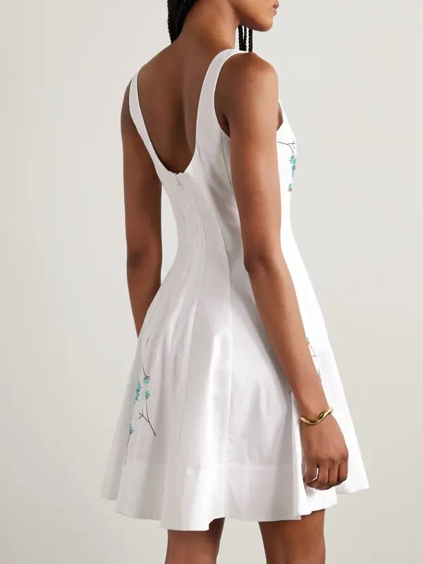 Staud Wells Pleated Mini Dress - White