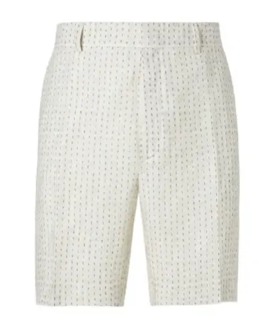 Fendi Beige Linen Shorts With Ff Stitching Motif - Light Brown