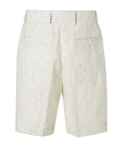 Fendi Beige Linen Shorts With Ff Stitching Motif - Light Brown