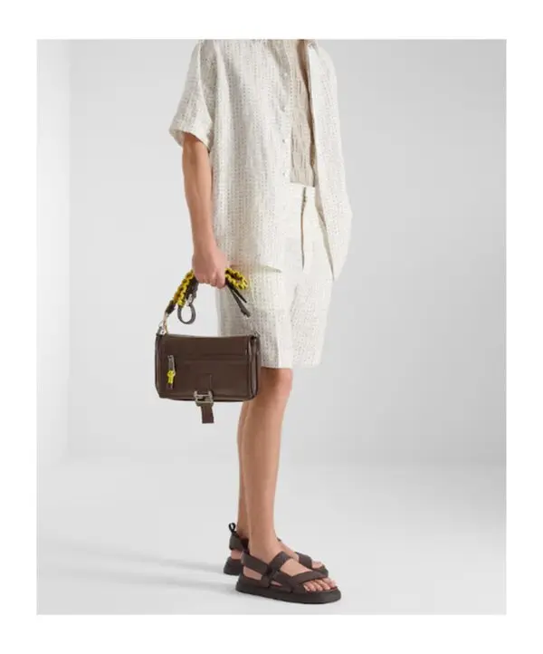 Fendi Beige Linen Shorts With Ff Stitching Motif - Light Brown