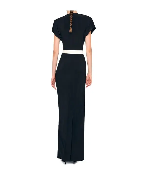 Norma Kamali Cap Sleeve Shoulder Pad Maxi Dress