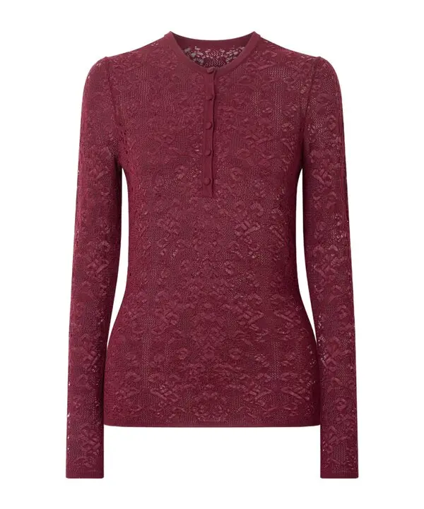 Gabriela Hearst Pointelle-knit Wool Henley Top