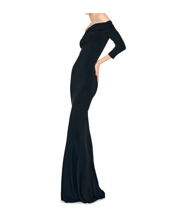 Norma Kamali 3/4 Sleeve Cowl Fishtail Gown