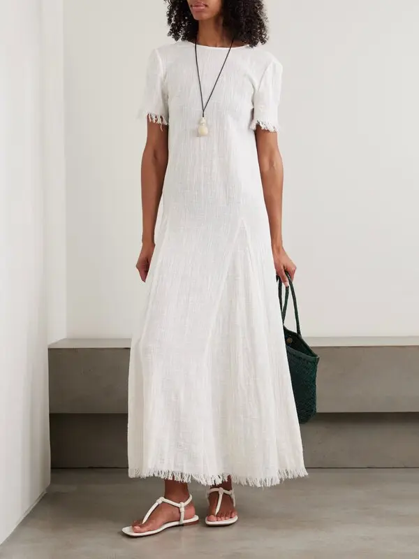 Staud Le Havre Maxi Dress In Cotton Tulle - Cream