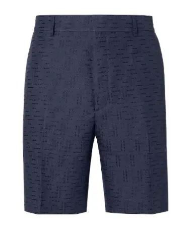 Fendi Ff Jacquard Linen Bermuda Shorts - Blue