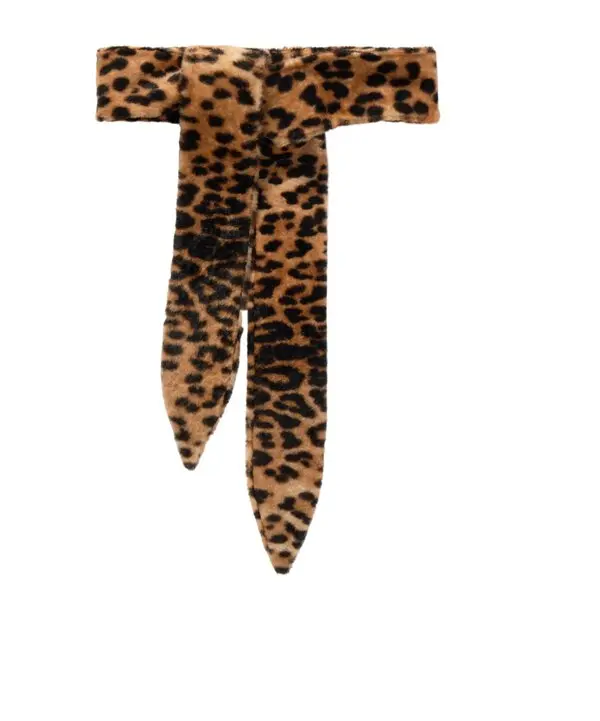 Nour Hammour Sash Leopard-print Shearling Belt - Brown