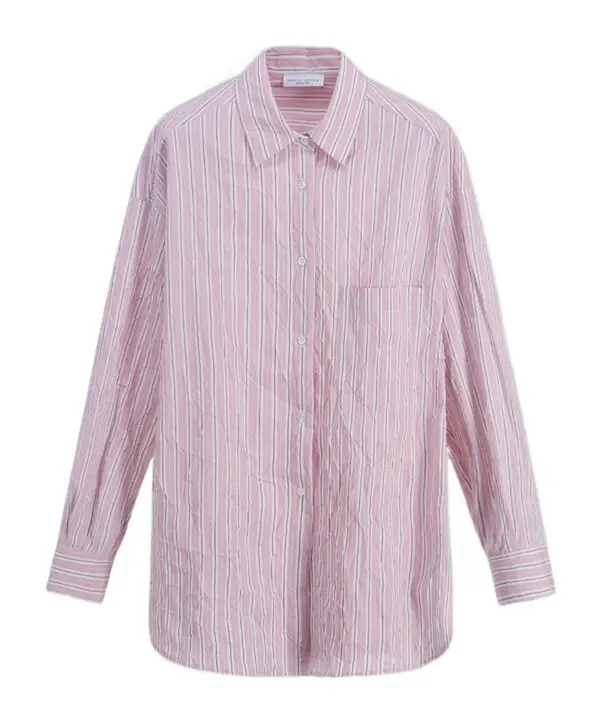 ROBERTO COLLINA Oversized Crinkled Striped Shirt
