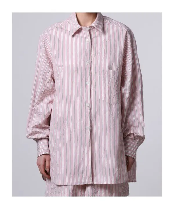 ROBERTO COLLINA Oversized Crinkled Striped Shirt