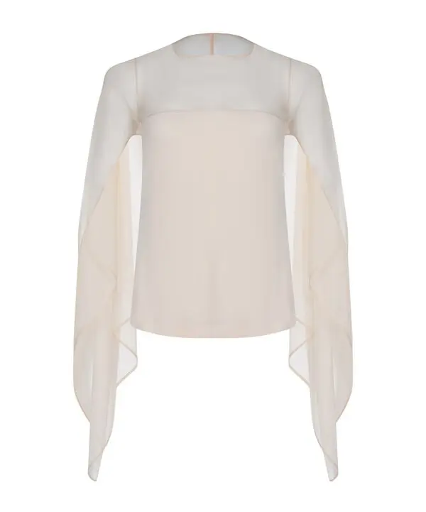 Alberta Ferretti Sheer Cape-sleeve Top - No