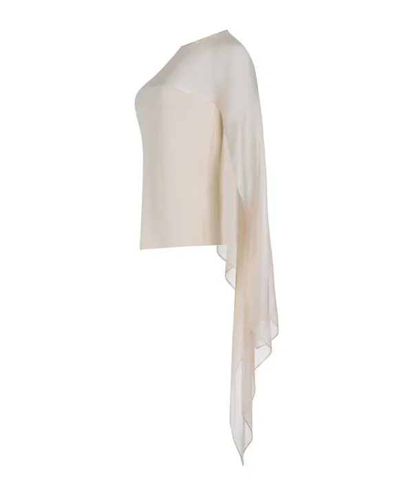 Alberta Ferretti Sheer Cape-sleeve Top - No